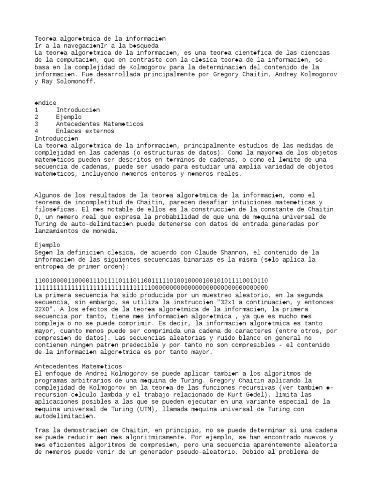 Complejidad de Kolmogorov y Ray Solomonoff | PDF | Matemáticas ...