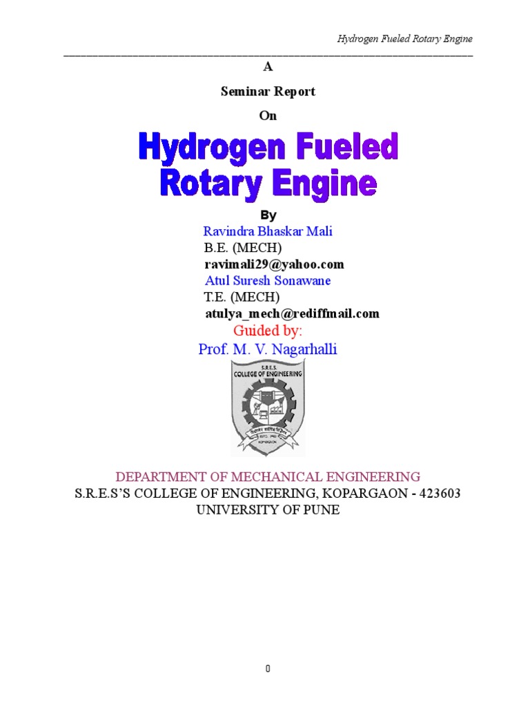 Hydrogen Fuel Rotary Engine | PDF | Internal Combustion Engine | Gasoline