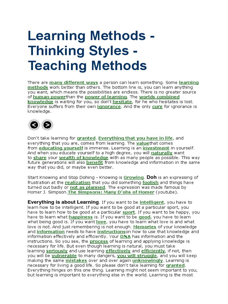 Learning Methods | PDF | Learning | Educational Technology