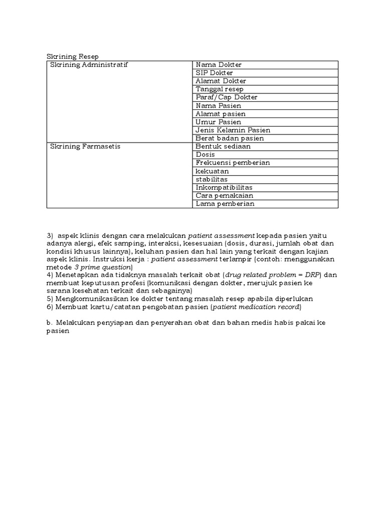 Skrining Resep Menurut PMK 74-2016 | PDF