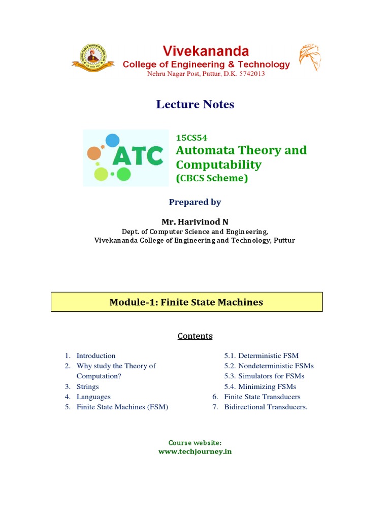 Automata Theory Lecture Notes | PDF | String (Computer Science) | Metalogic