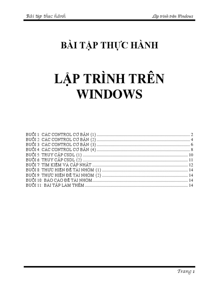 Bai Tap Thuc Hanh - Lap Trinh Windows - CSharp WPF - 2018 | PDF