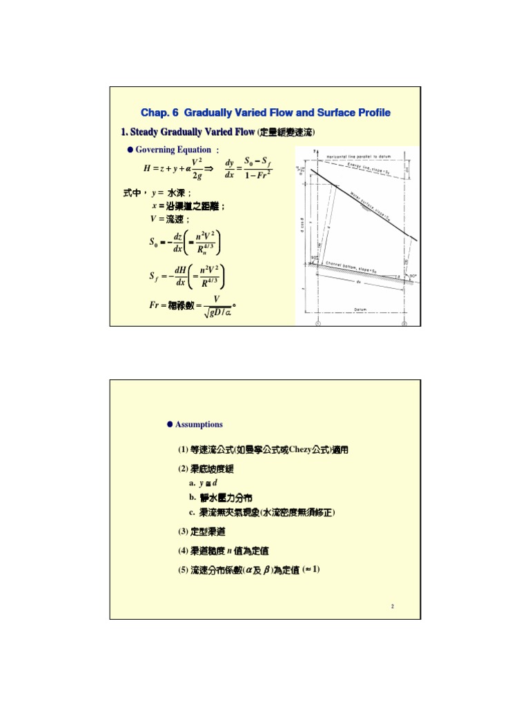 Chap 6 Gradually Varied Flow and Surface Profile | PDF