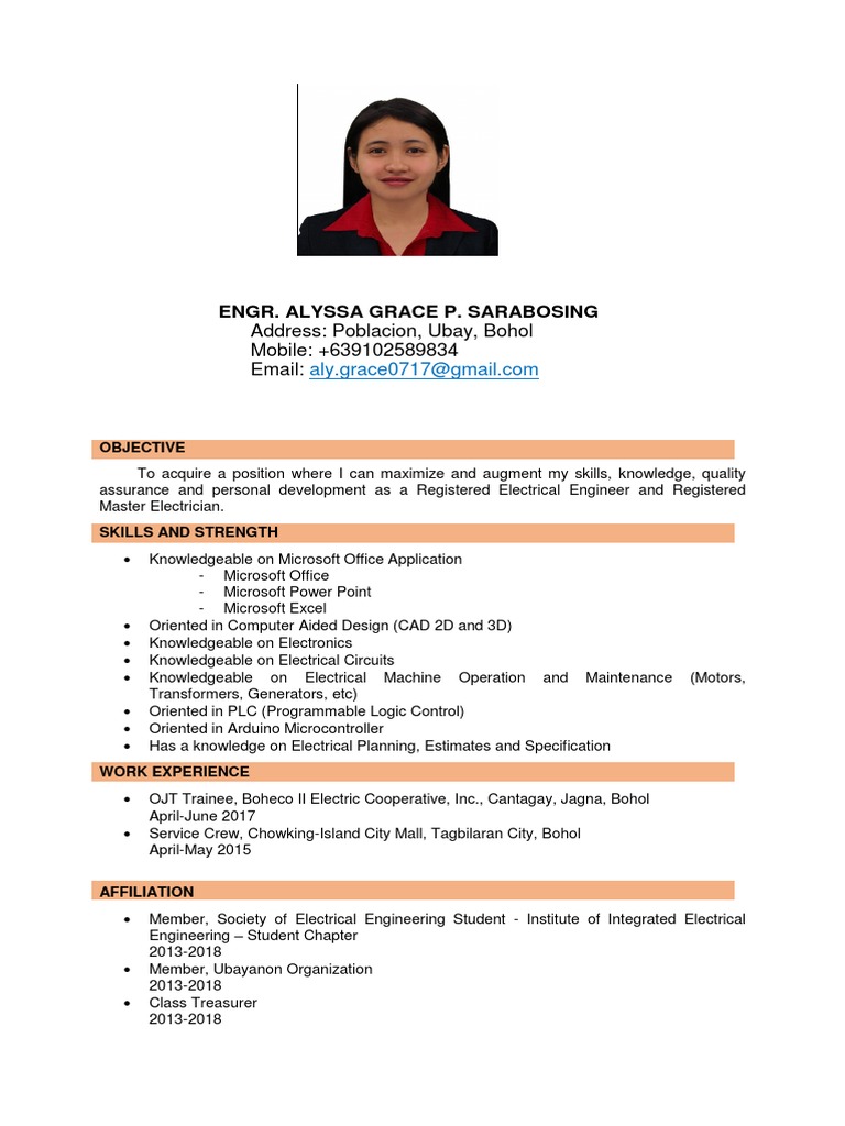 Alyssa's Resume | PDF | Electrical Engineering | Programmable Logic Controller