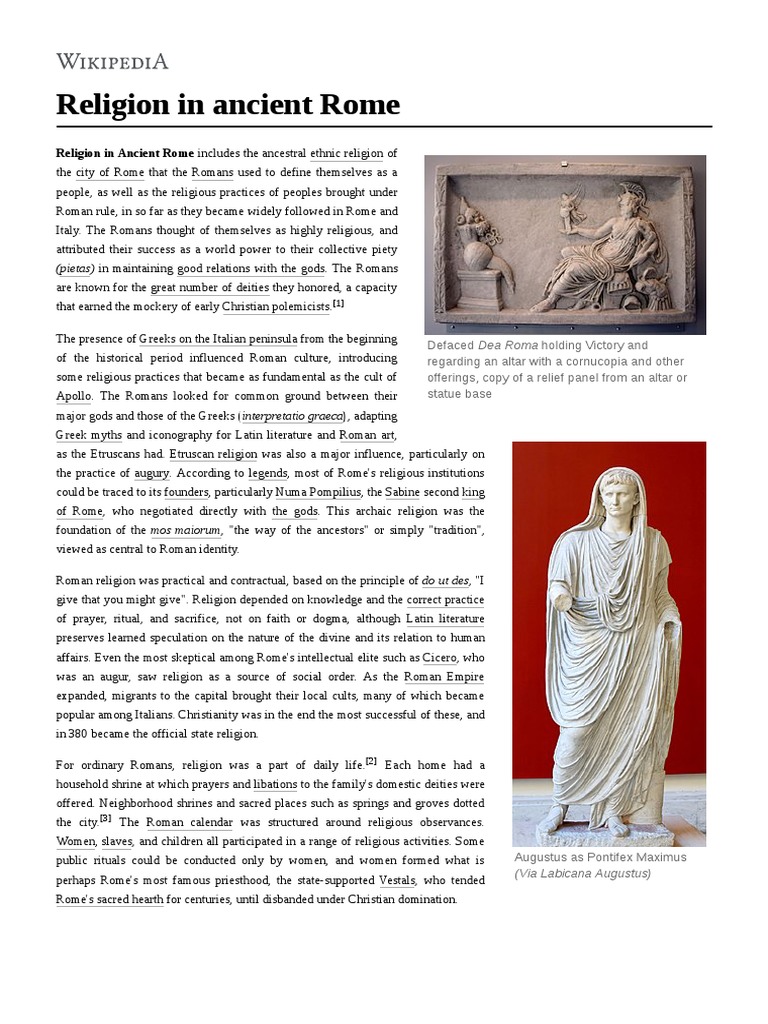 Religion in Ancient Rome | PDF | Romulus And Remus | Roman Empire