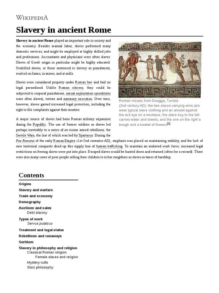 Slavery in Ancient Rome | PDF | Freedman | Roman Empire