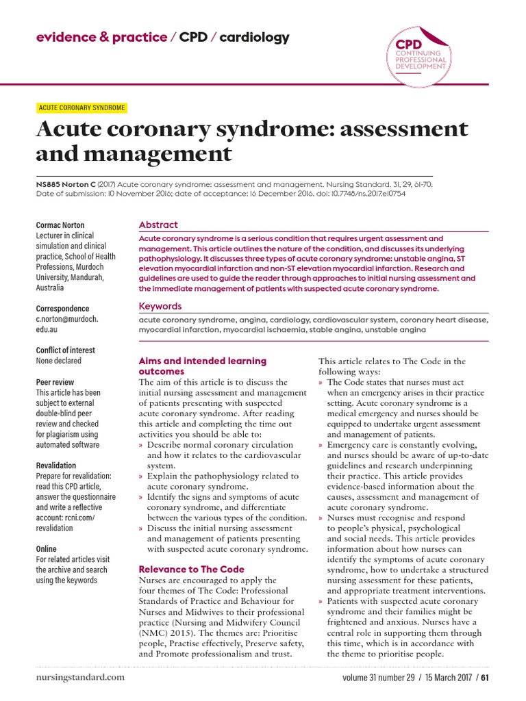 ACS - Clinical Review 2015 | PDF | Myocardial Infarction | Coronary ...