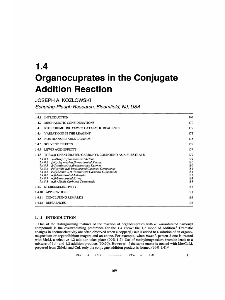 Organocopper Conjugate Addition PDF | PDF | Alkene | Chemical Reactions