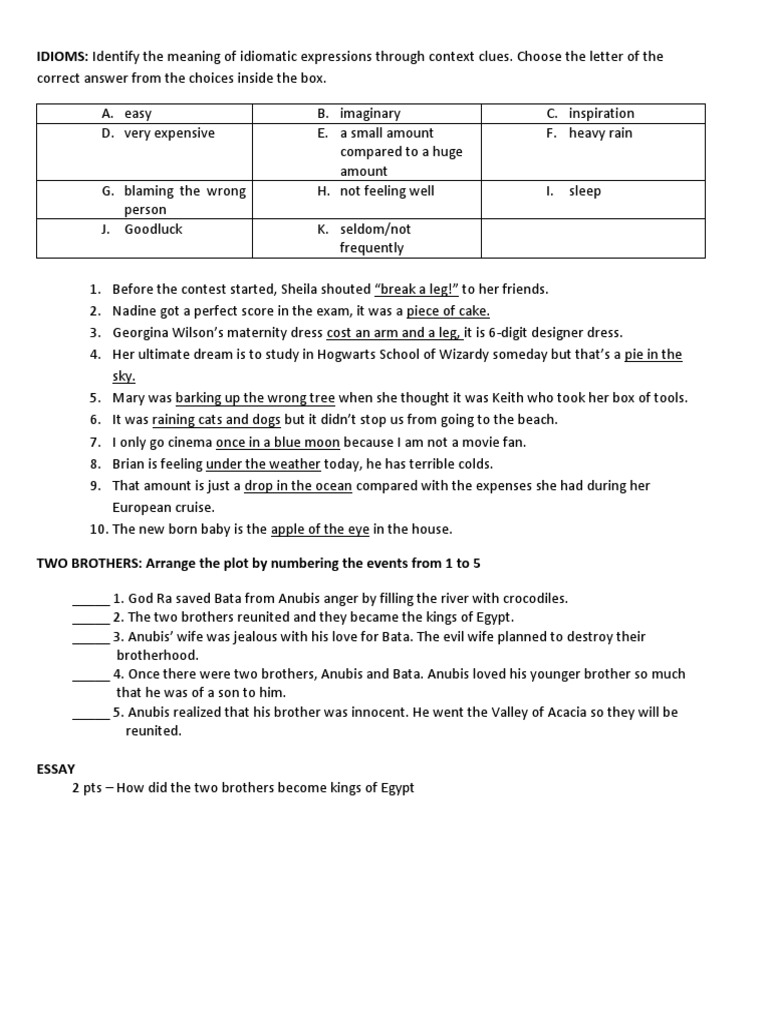 IDIOMS: Identify The Meaning of Idiomatic Expressions Through Context ...