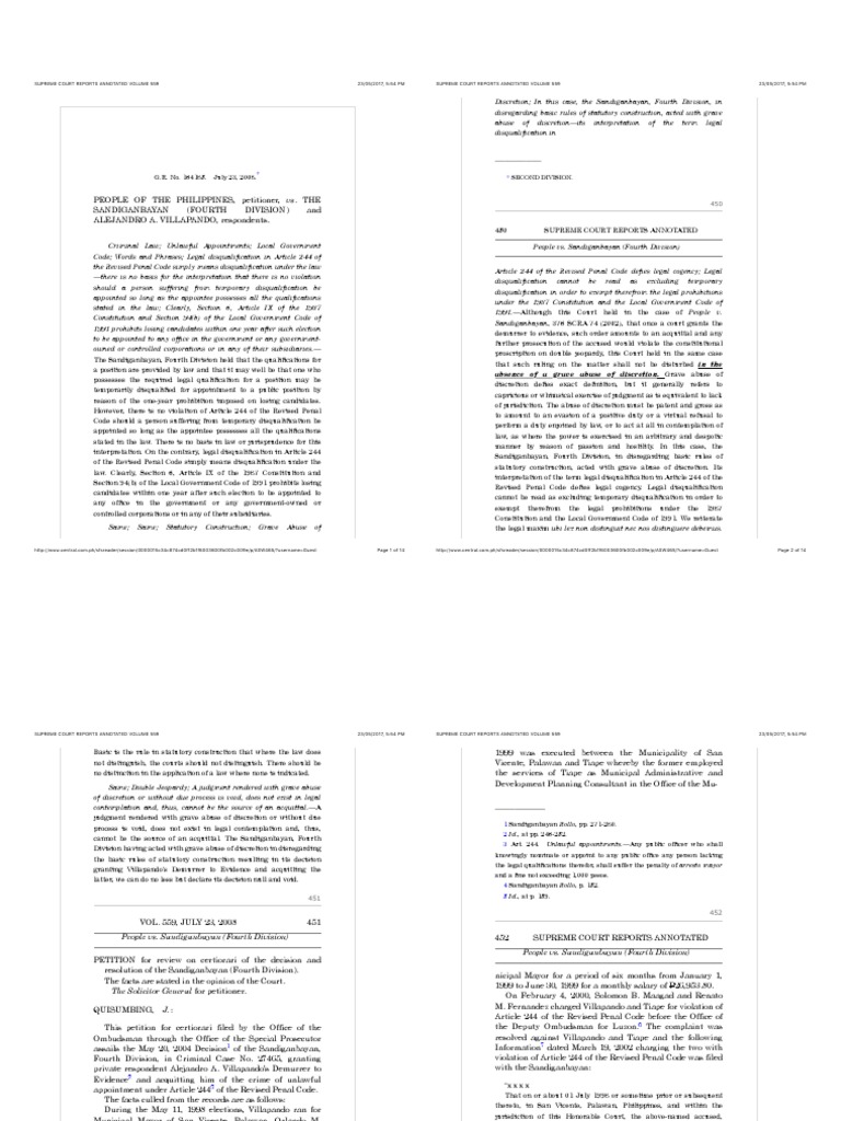 People vs. Sandiganbayan (Fourth Division) | PDF | Supreme Courts ...