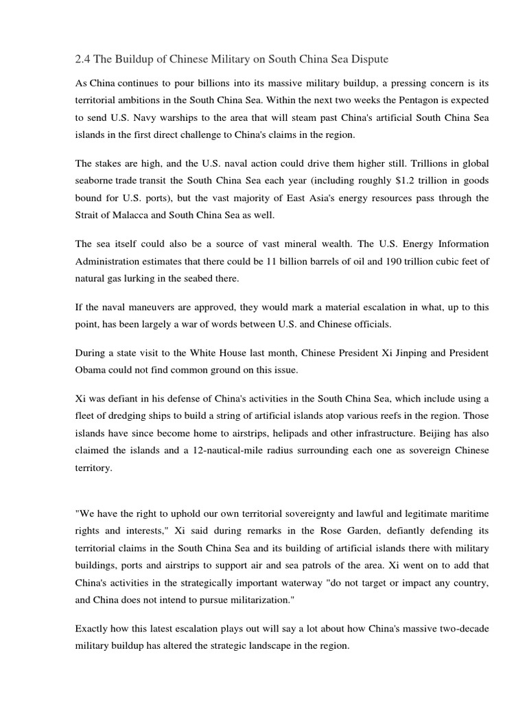 2.4 The Buildup of Chinese Military | PDF | South China Sea | United ...