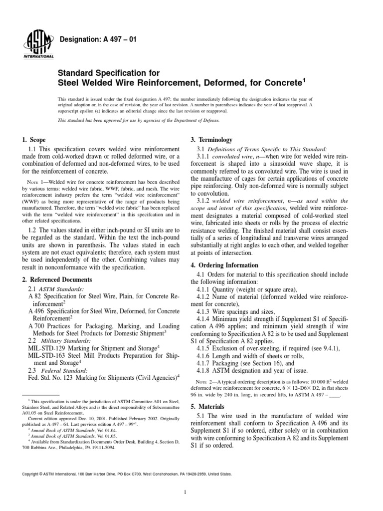 Astm A 497 | PDF | Welding | Construction