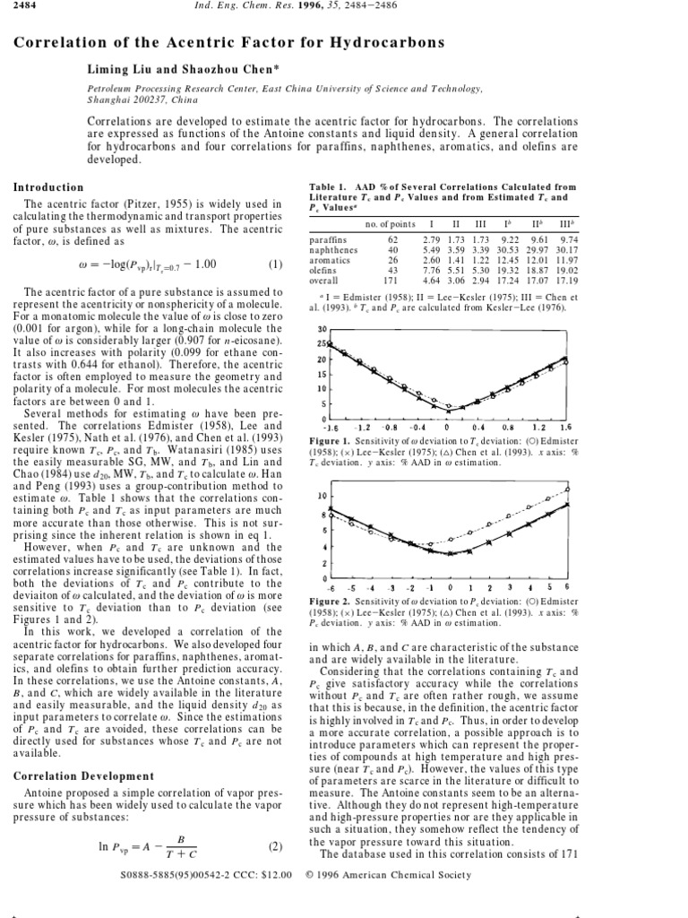 Acentric Factor For HC | PDF | Carbon | Statistical Mechanics