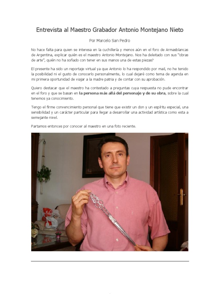 Entrevista a Antonio Montejano, Maestro Grabador | PDF | Grabado ...