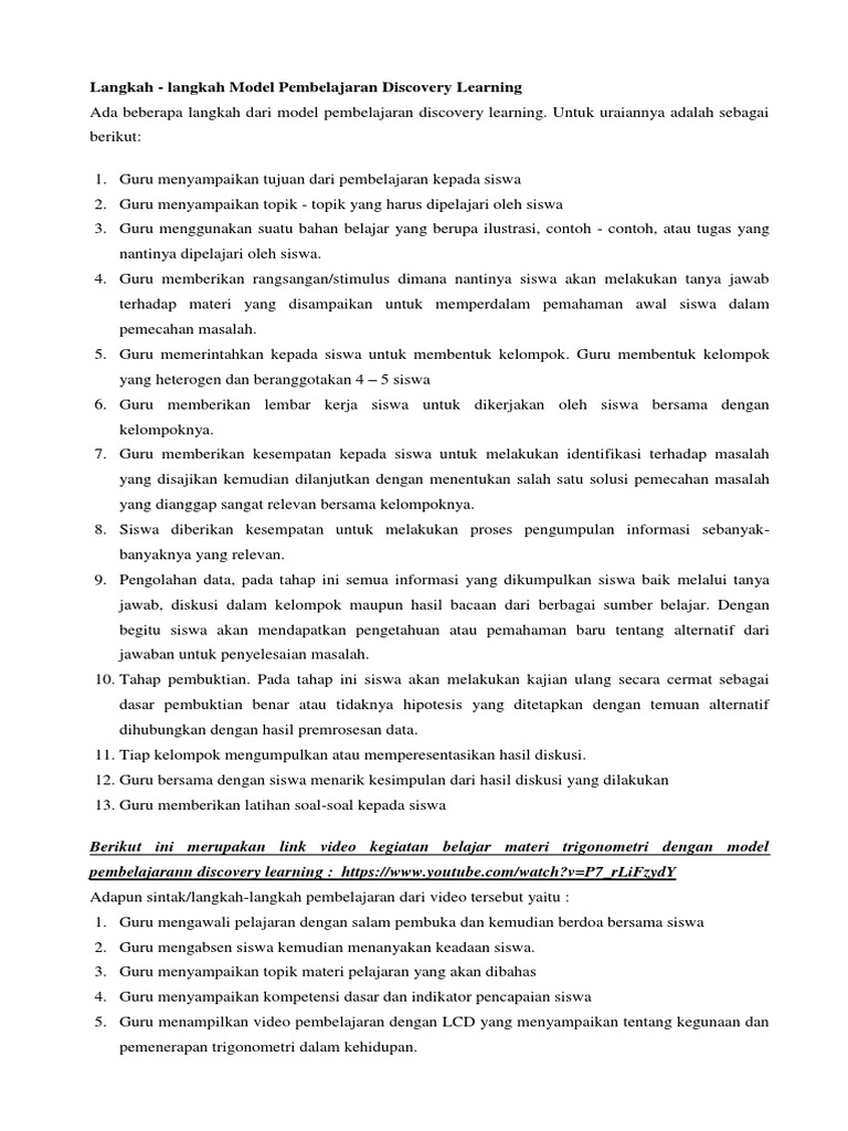 Sintaks Discovery Learning | PDF