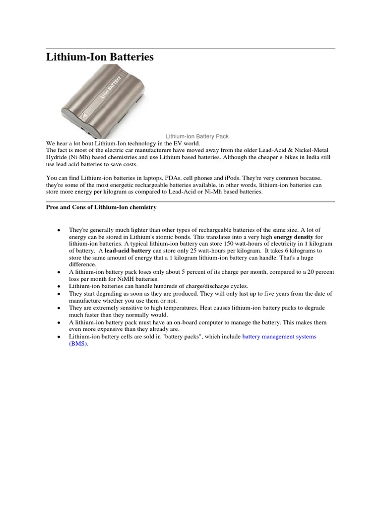 Understanding Lithium-Ion Batteries | PDF | Rechargeable Battery ...