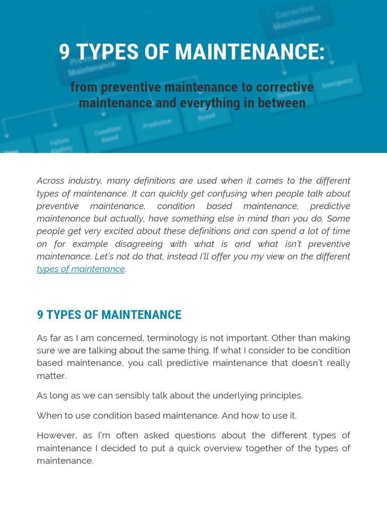 Article - 9 Types of Maintenance | PDF | Risk | Reliability Engineering