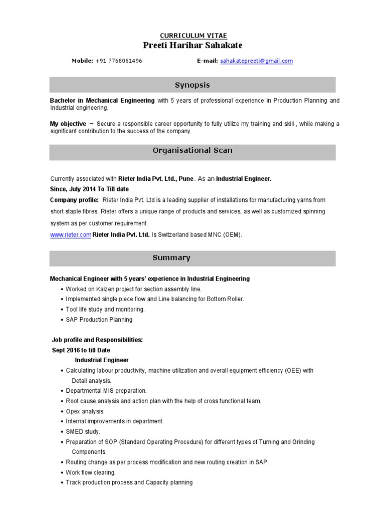 Preeti (CV) | PDF | Industrial Engineering | Engineering