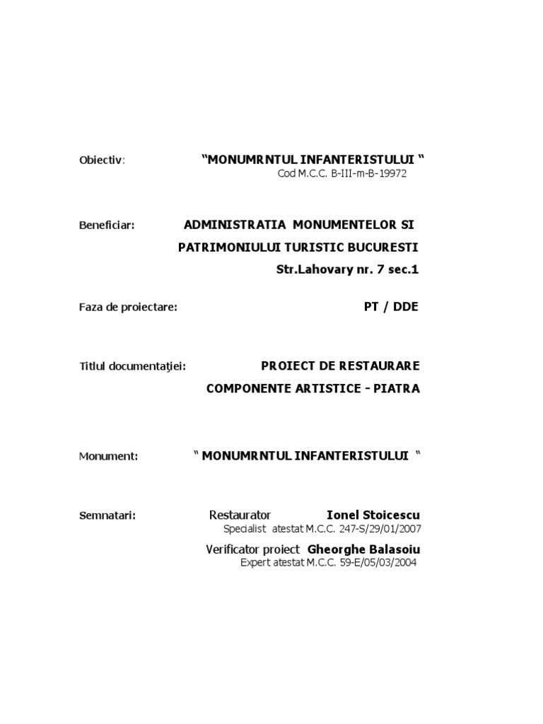 Proiect Monument PDF | PDF