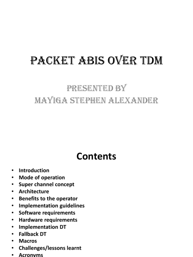 Packet Abis Over TDM - Implementation | PDF | Networks | Network Protocols