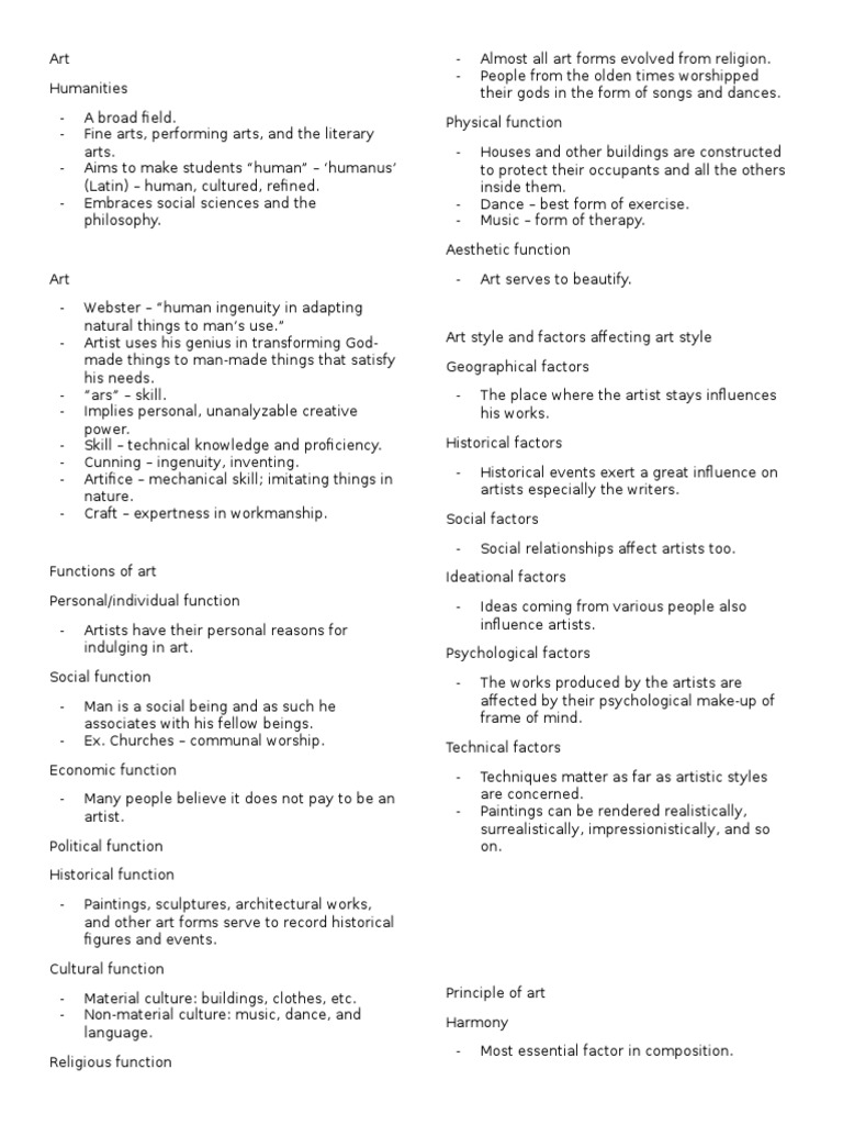 Art Appreciation Reviewer | PDF | Color | Vision