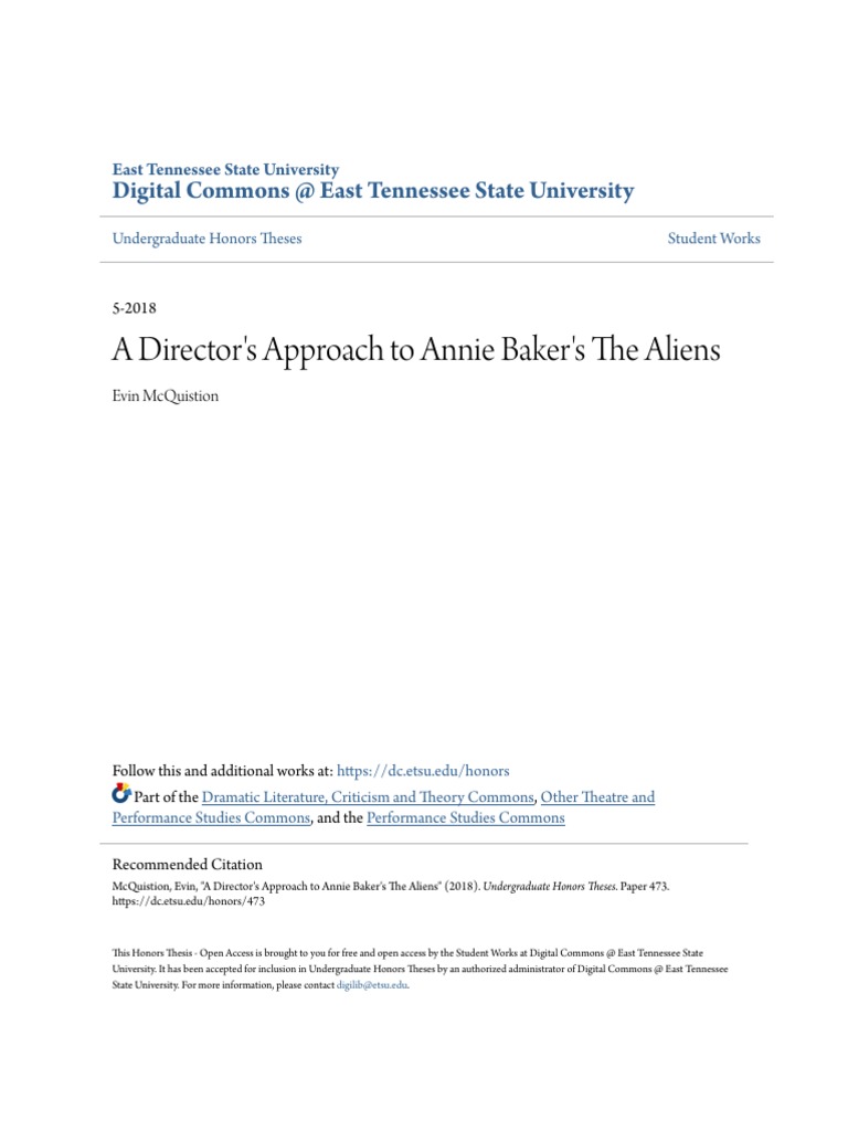 A Directors Approach To Annie Bakers The Aliens | PDF | Anton Chekhov ...