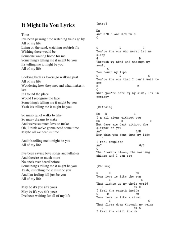 It Might Be You Lyrics | PDF