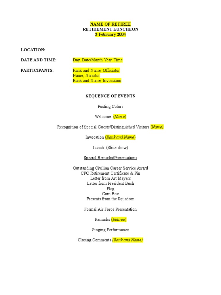 Sample Civ Retirement Script | PDF