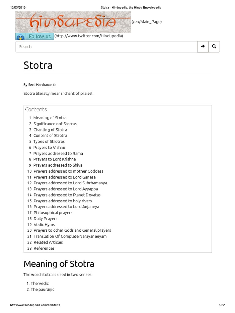 Stotra - Hindupedia, The Hindu Encyclopedia PDF | PDF | Rama | Ramayana