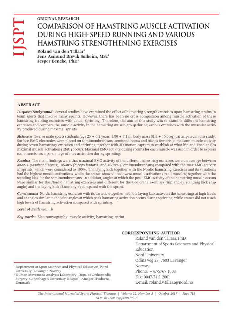 Hamstring Activation in Sprint vs. Exercises | PDF | Electromyography ...