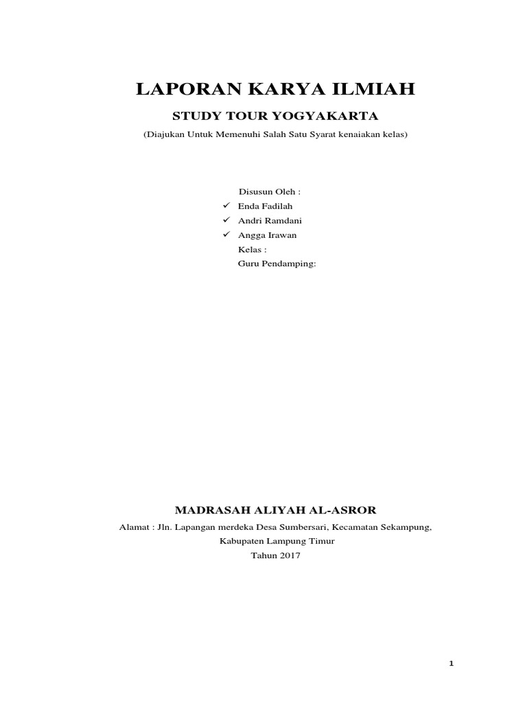 Contoh Laporan Study Tour | PDF
