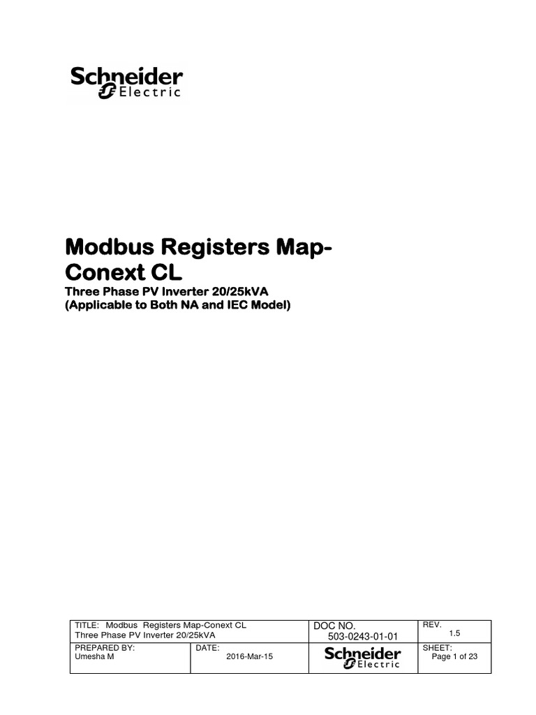 Conext CL Modbus Registers Map Rev1.5 | PDF | Internet Protocol Suite ...
