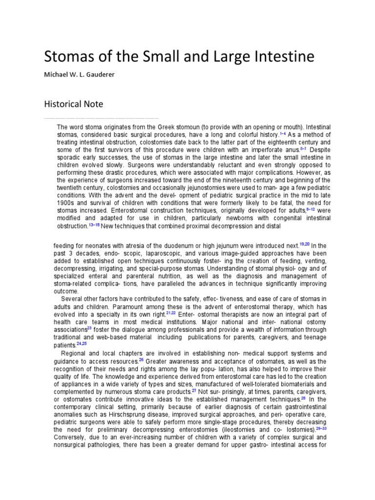 Stomas of the Small and Large Intestine: A Historical Perspective on ...