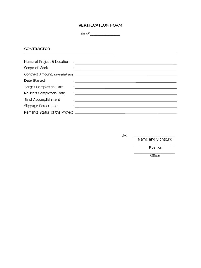 Project Verification Form | PDF