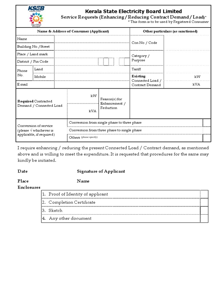 KSEB Srequest For Addin and Reduce Load | PDF | Electrical Resistance ...