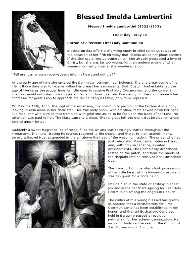 Blessed Imelda Lambertini | PDF | Eucharist | Mass (Liturgy)