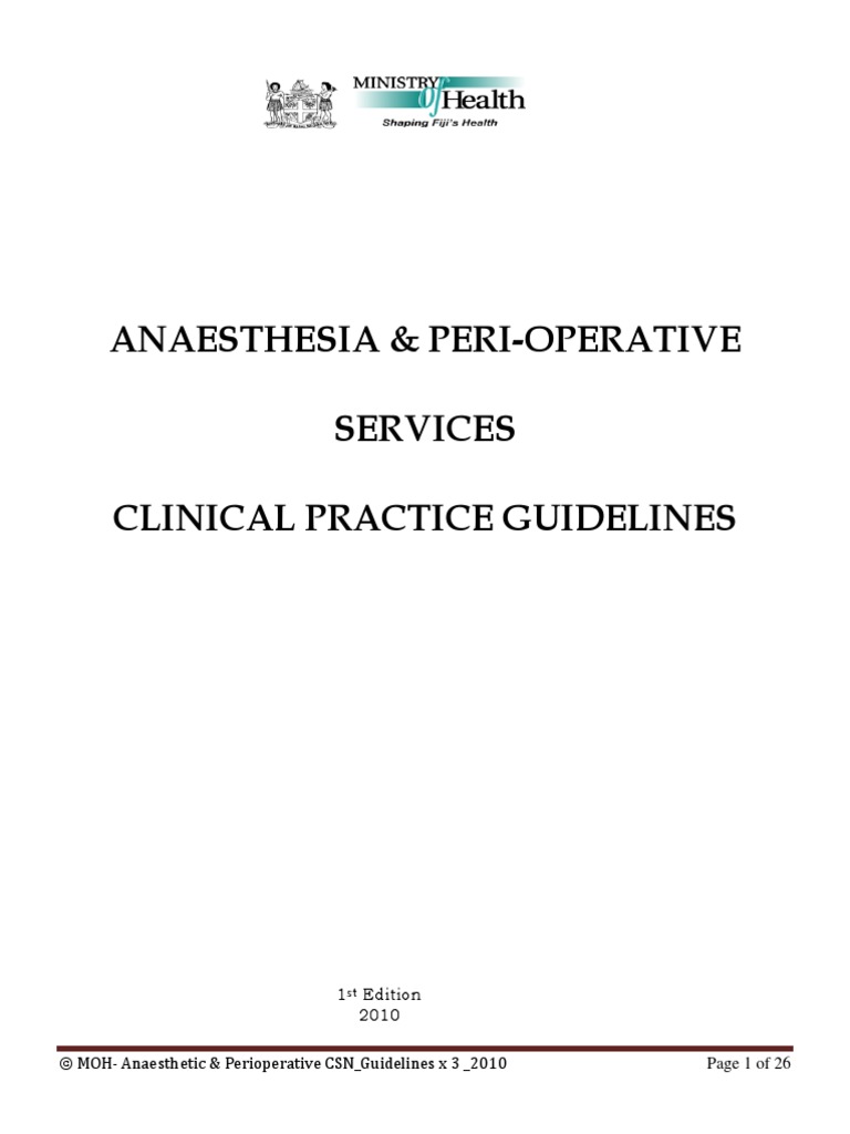 Anaesthetics and Perioperative Treatment Guidelines 2010 | PDF ...