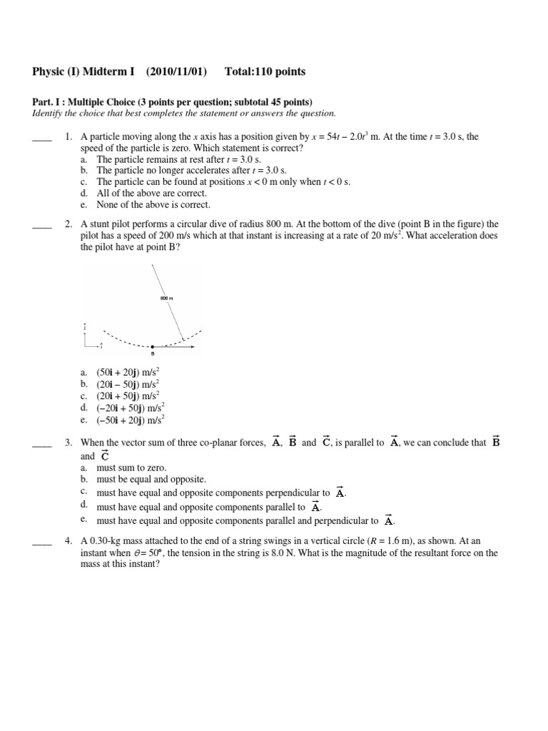 Physics Midterm Exam Solutions | PDF | Collision | Force