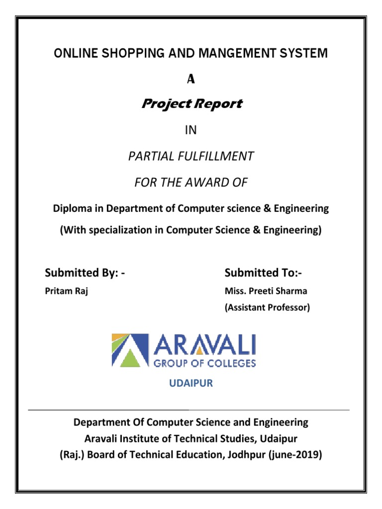 Project Report: Online Shopping and Mangement System | PDF