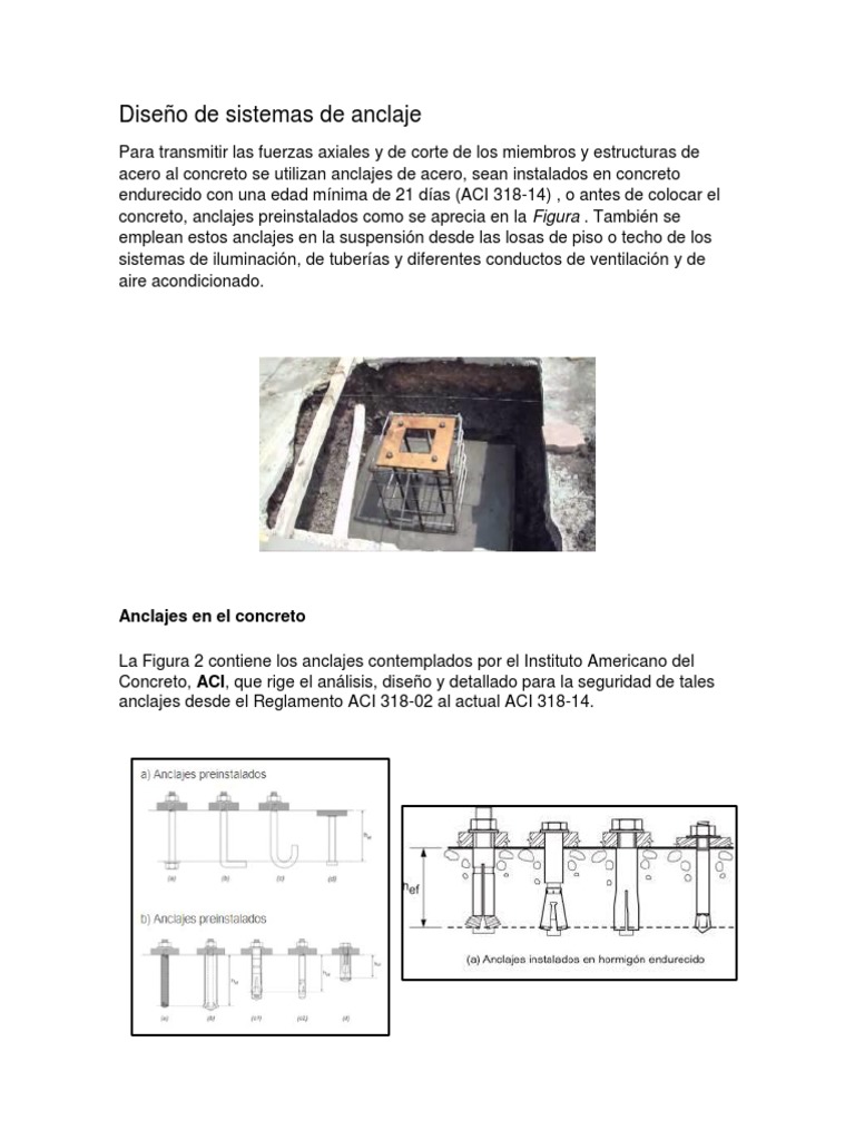 Diseño de Anclaje | PDF | Hormigón | Fundación (Ingeniería)