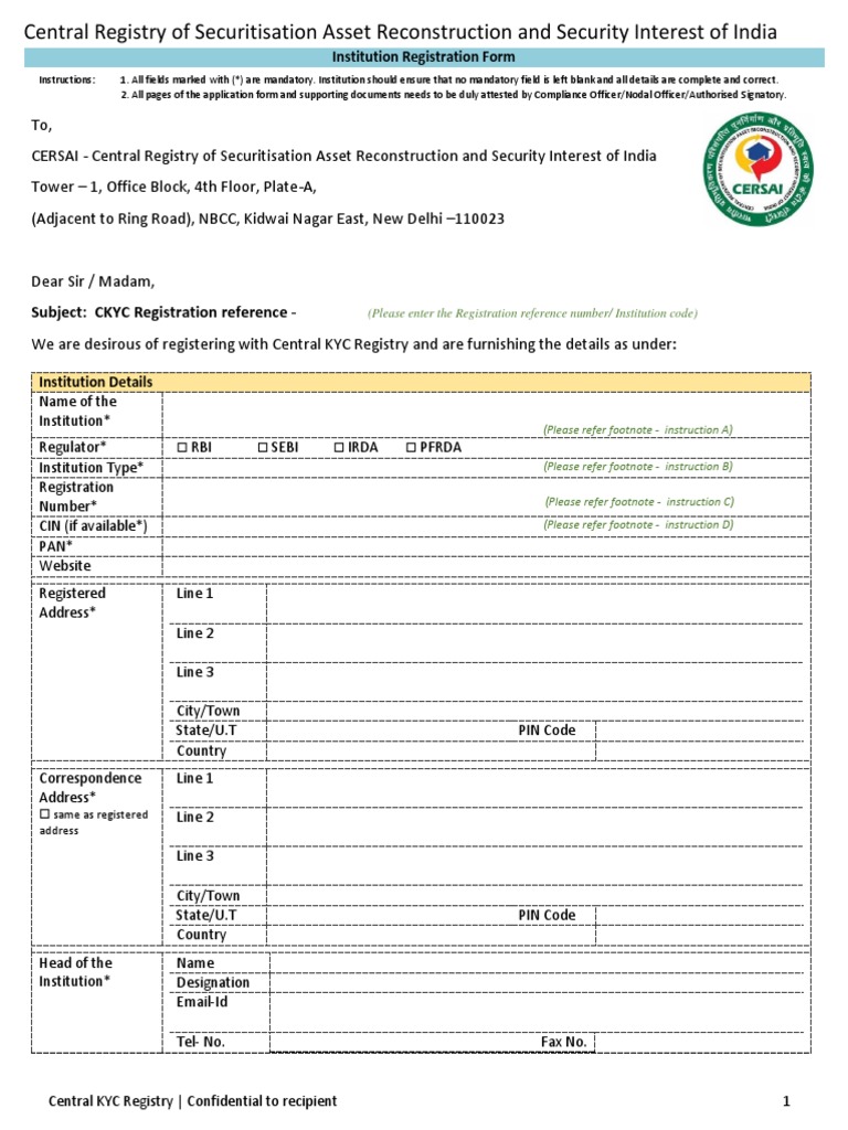 CKYC FI Registration Form | PDF | Identity Document | Government