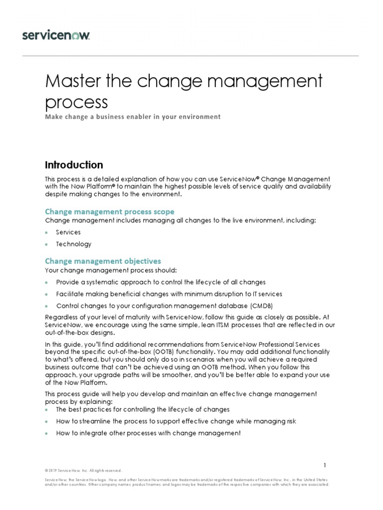 ServiceNow Master The Change Management Process | PDF | Performance ...