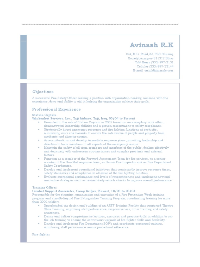 Fire Safety Officer Resume | PDF | Firefighter | Emergency