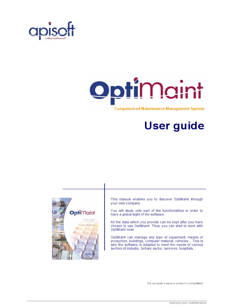CMMS OptiMaint - User Guide | PDF | Menu (Computing) | Icon (Computing)