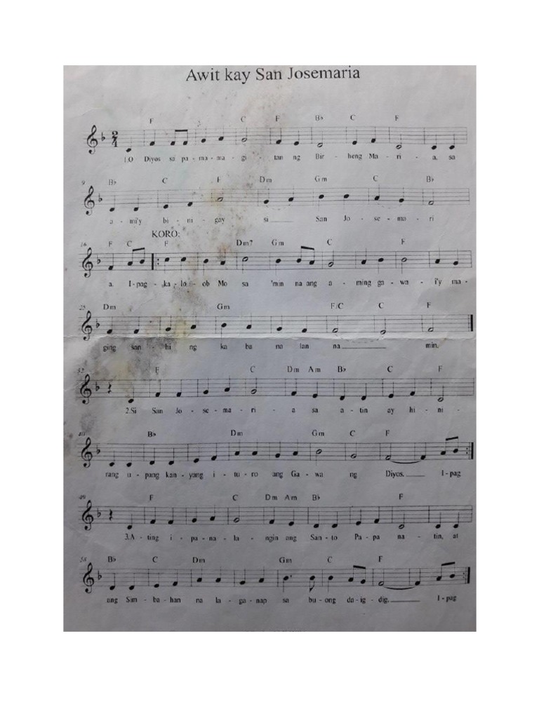 Awit Kay San Jose Maria Finale Escriva The Musical Ferdzmb | PDF