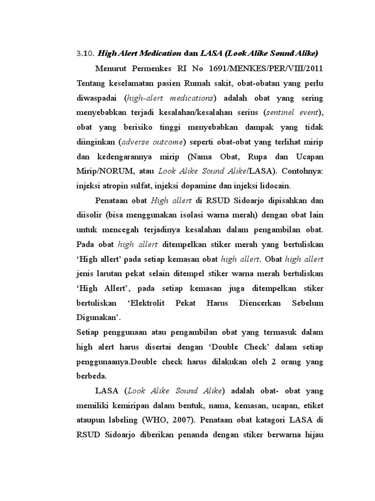 High Alert Medication Dan LASA | PDF