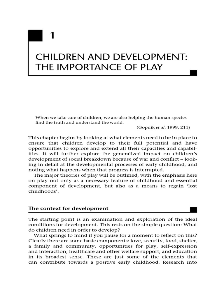 Children and Development: The Importance of Play | PDF | Psychotherapy ...