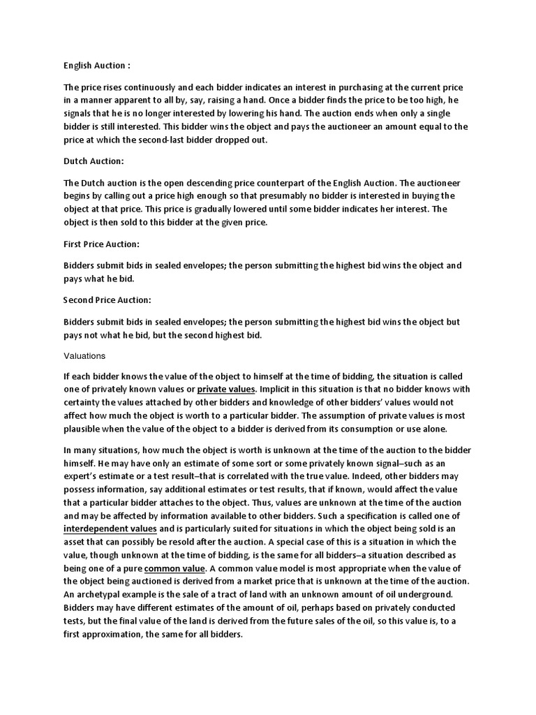 Valuations: Interdependent Values and Is Particularly Suited For Situations in Which The Object ...