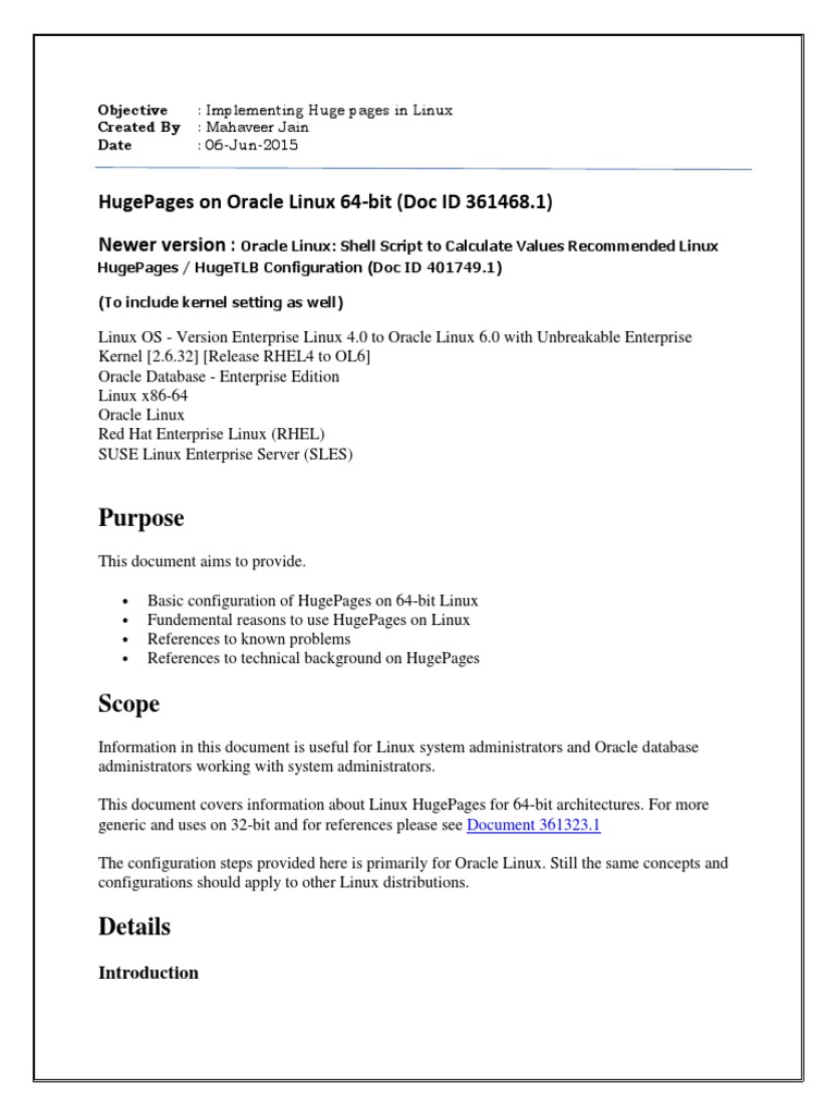 Huge Pages | Download Free PDF | Oracle Database | Linux