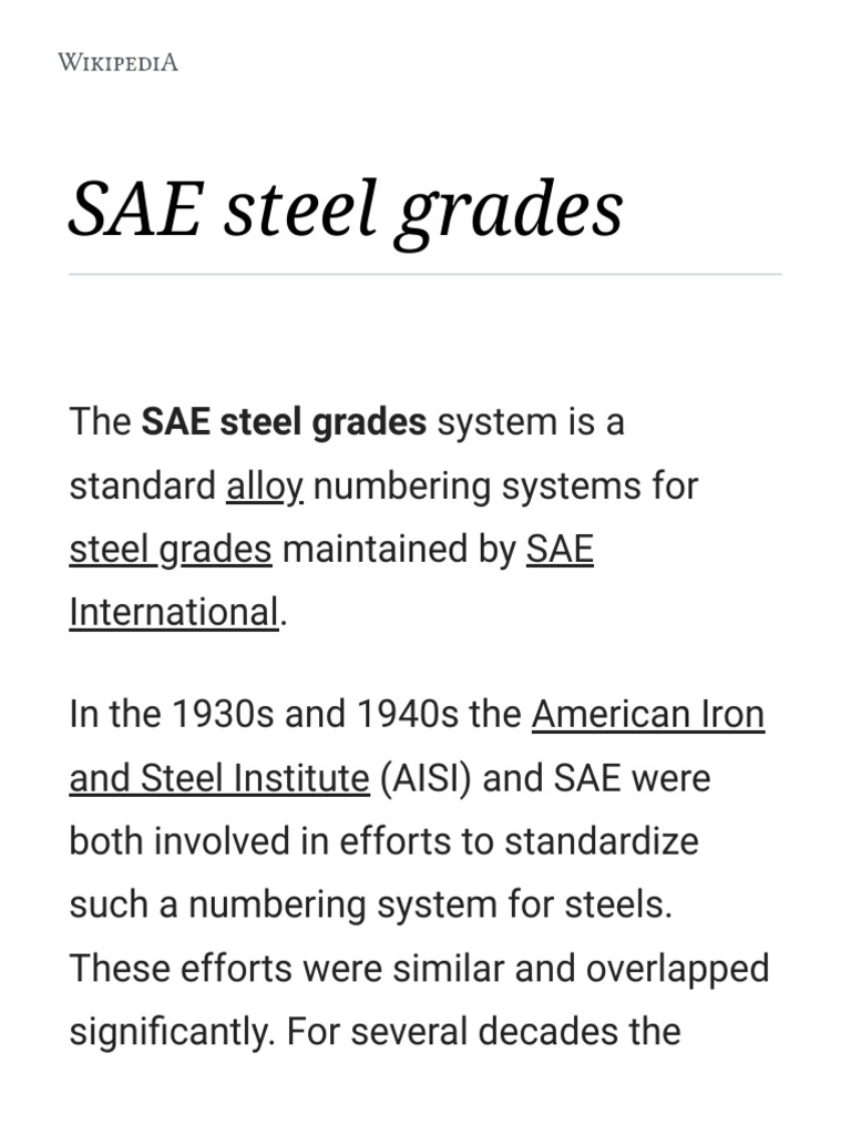 SAE Steel Grades - Wikipedia | PDF | Stainless Steel | Steel